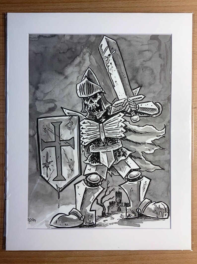 Skele-knight Ink Drawing - Etsy