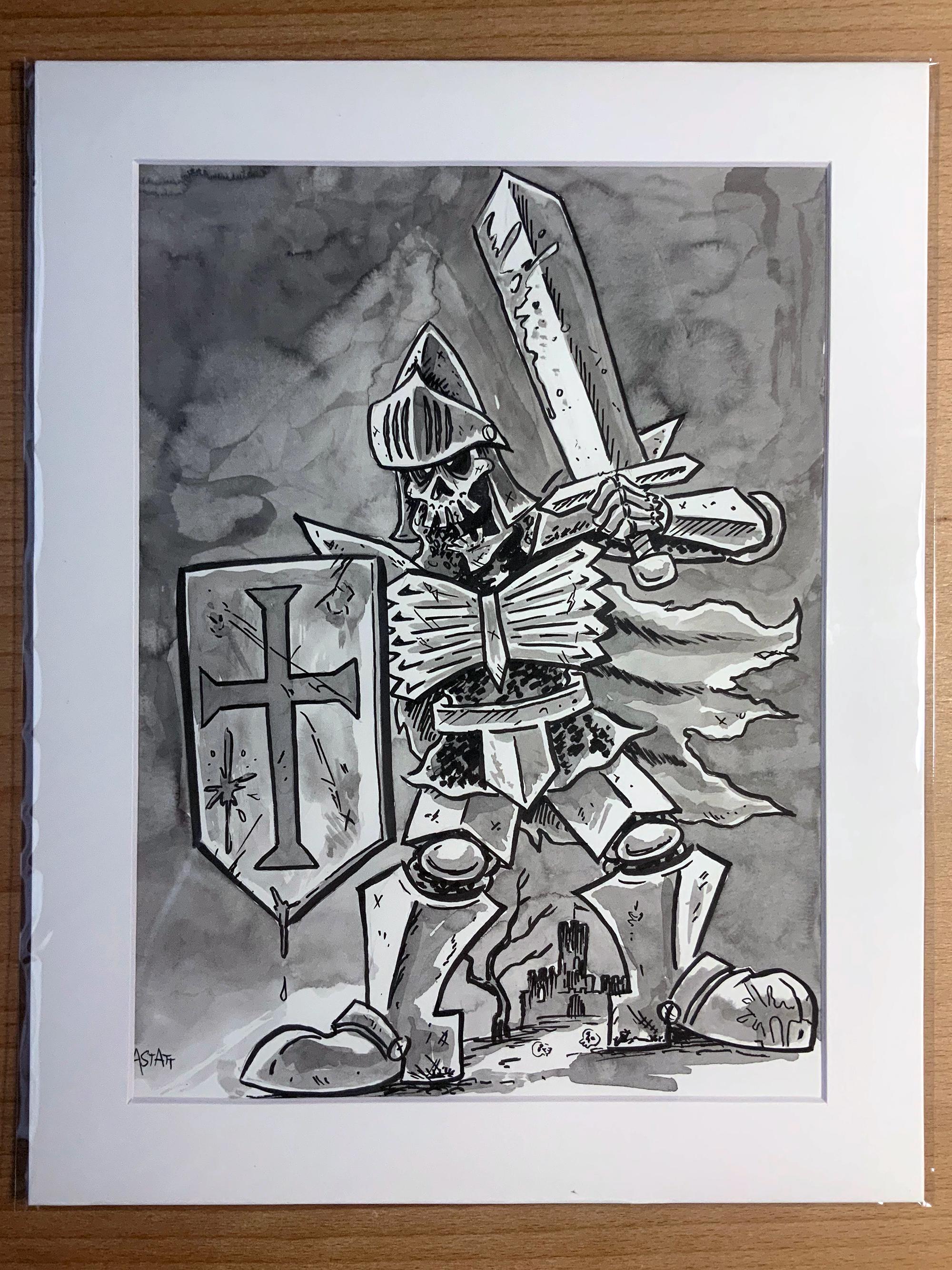 Skele-knight Ink Drawing - Etsy