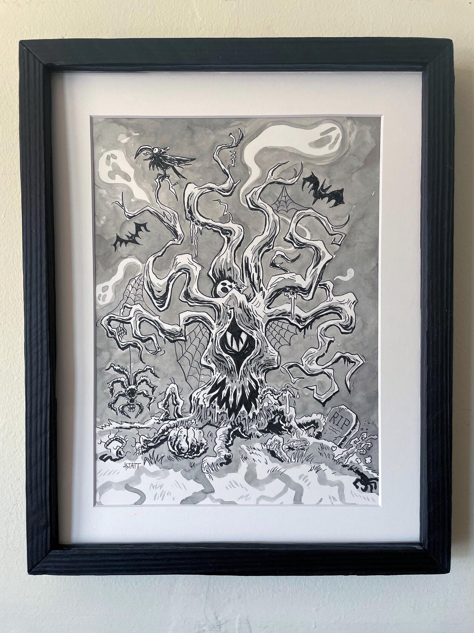 Haunted Tree Ink Drawing - Etsy