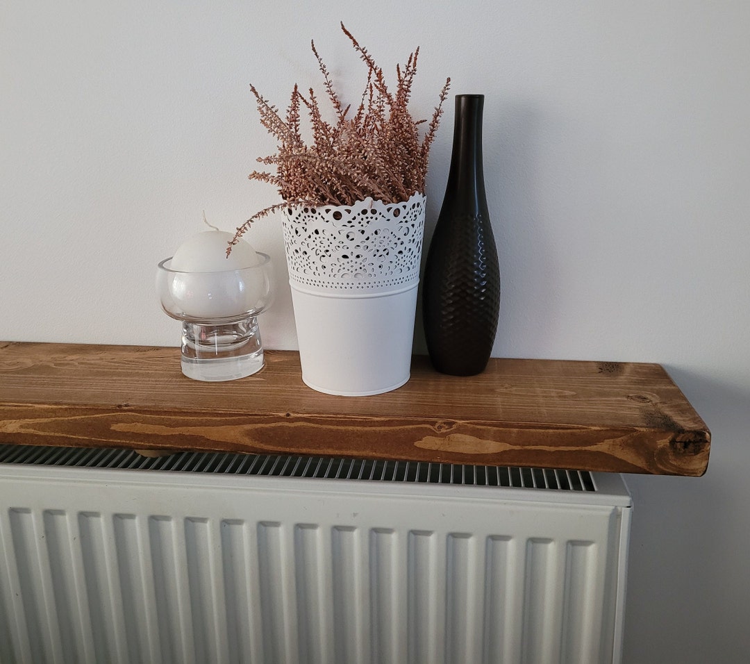 Rustic Handmade Wooden Radiator Shelf: Smooth Wax Finish - Etsy UK