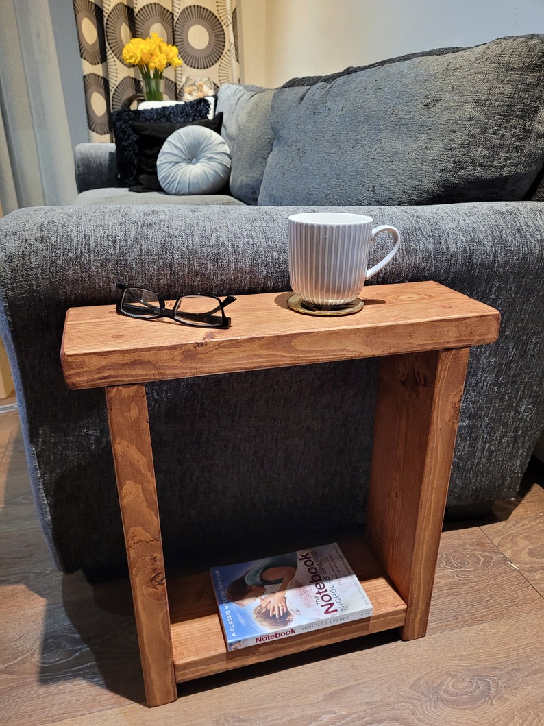 Solid Wood End Sofa Rustic Side Handmade Slim Narrow Table Various ...