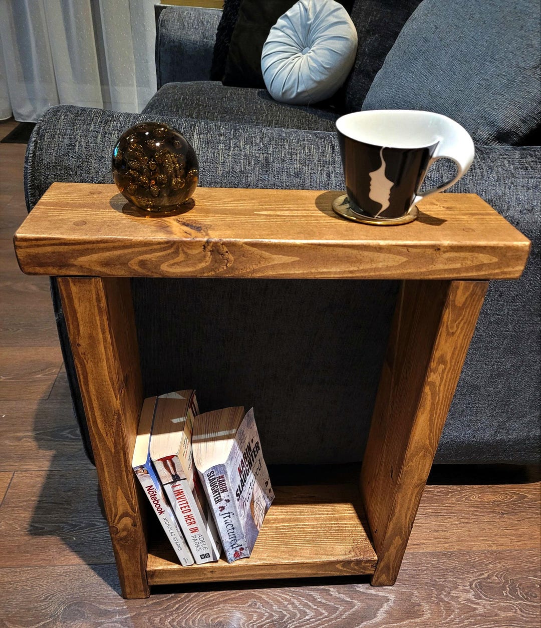 Solid Wood End Sofa Rustic Side Handmade Slim Narrow Table Various ...
