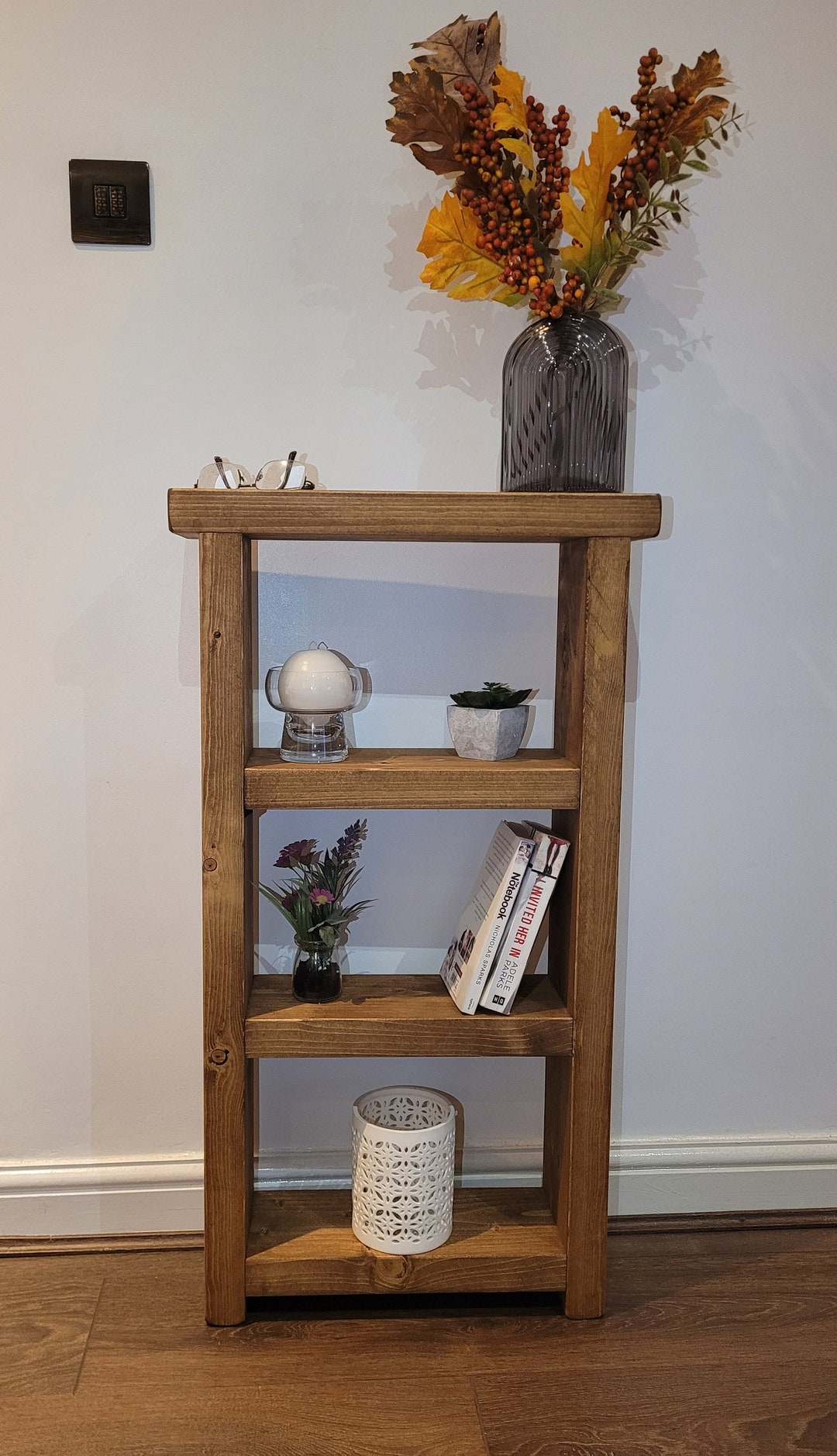 Rustic Shelving Unit Tall Side Narrow Table Book Shelf Various Colours ...