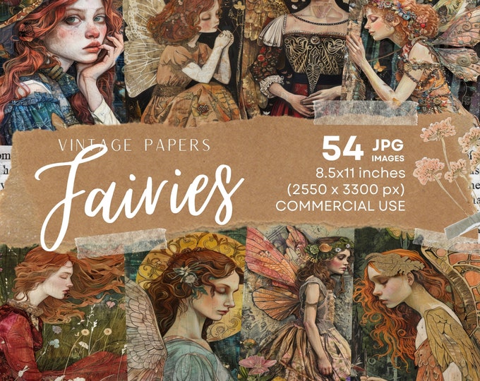 Fairies Junk Journal Kit, Digital Pages Vintage Fairycore, Scrapbook ...