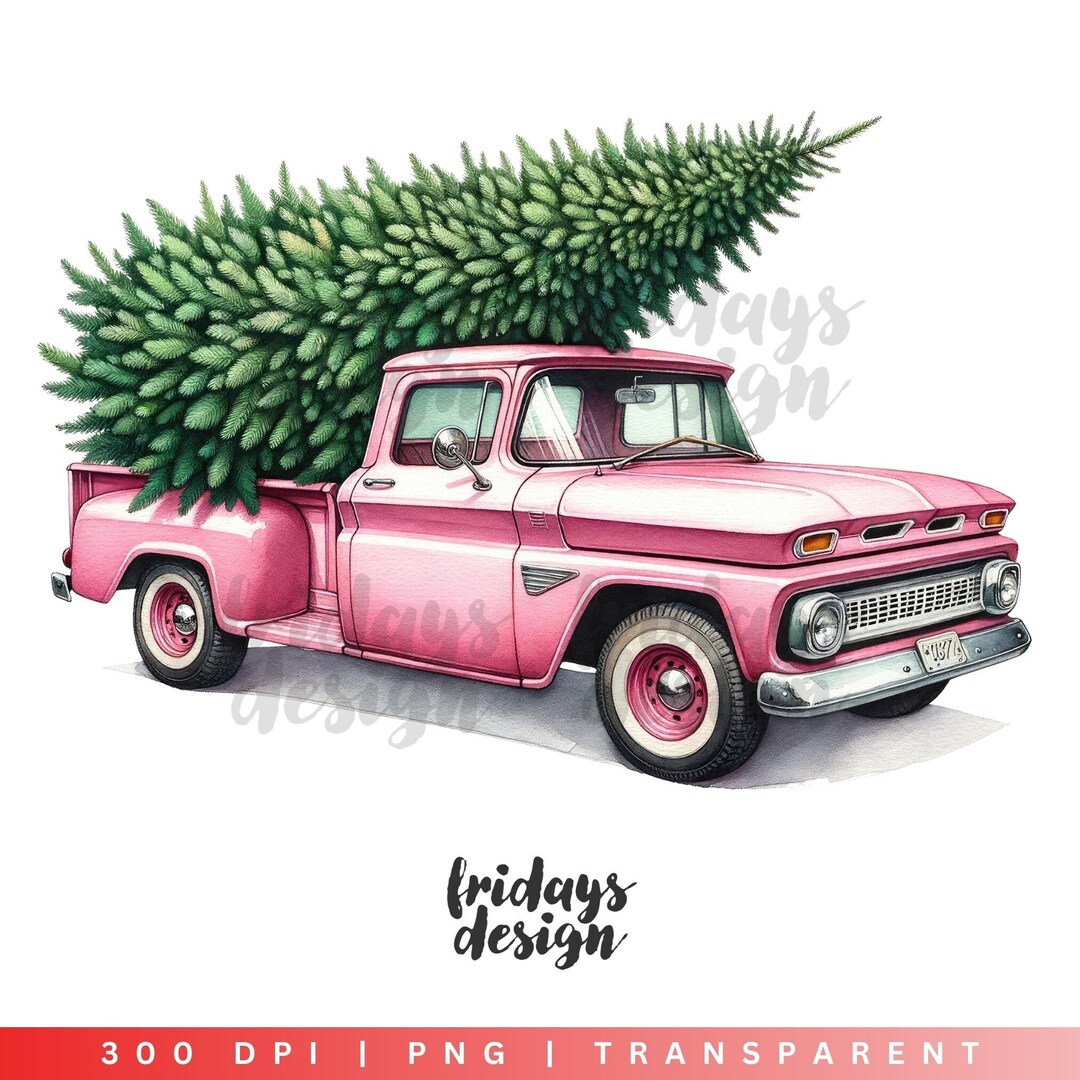Pink Pickup Truck Christmas Tree Christmas Truck PNG - Etsy