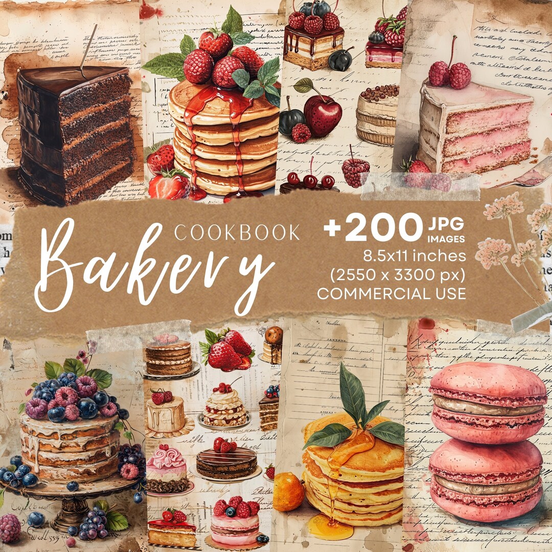 BIG Junk Journal Kit, Digital Page Vintage Bakery, Scrapbook Digital ...