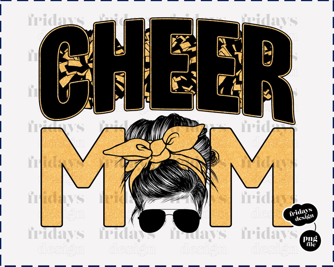 Cheer MOM Gold Black Cheerleader Mom PNG Bun Hair - Etsy