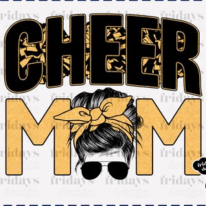 Cheer MOM Gold Black Cheerleader Mom PNG Bun Hair - Etsy