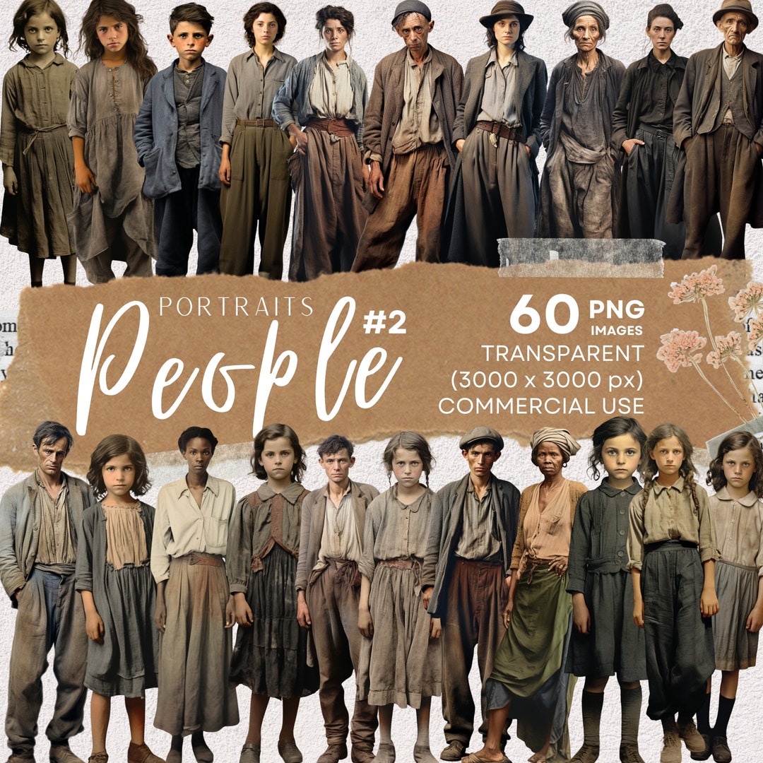 60 Vintage People Portraits Photos, Junk Journal Kit, Ragged People ...