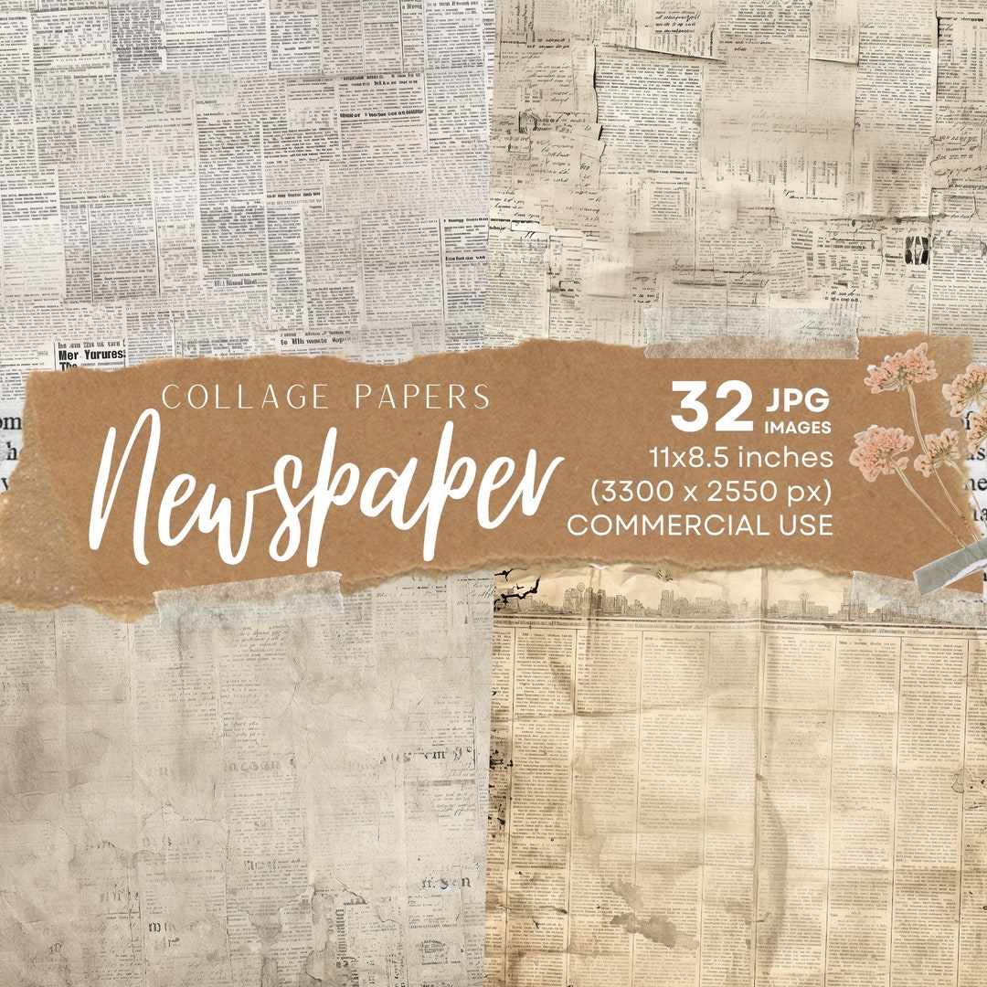 32 Vintage Newspaper Collage Papers Jpg, Junk Journal, Digital Letters ...