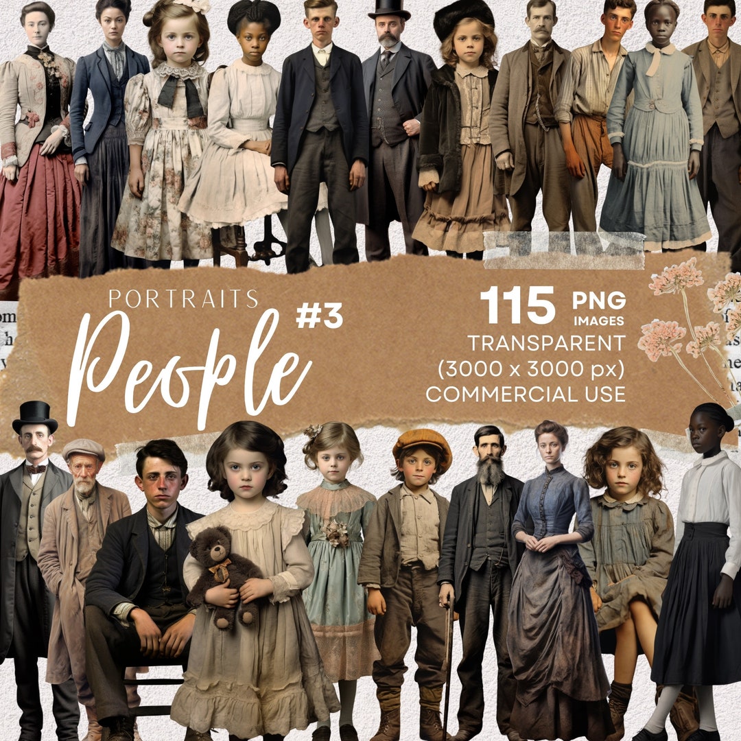 115 Vintage People Portraits Photos, Junk Journal Kit, Victorian People ...