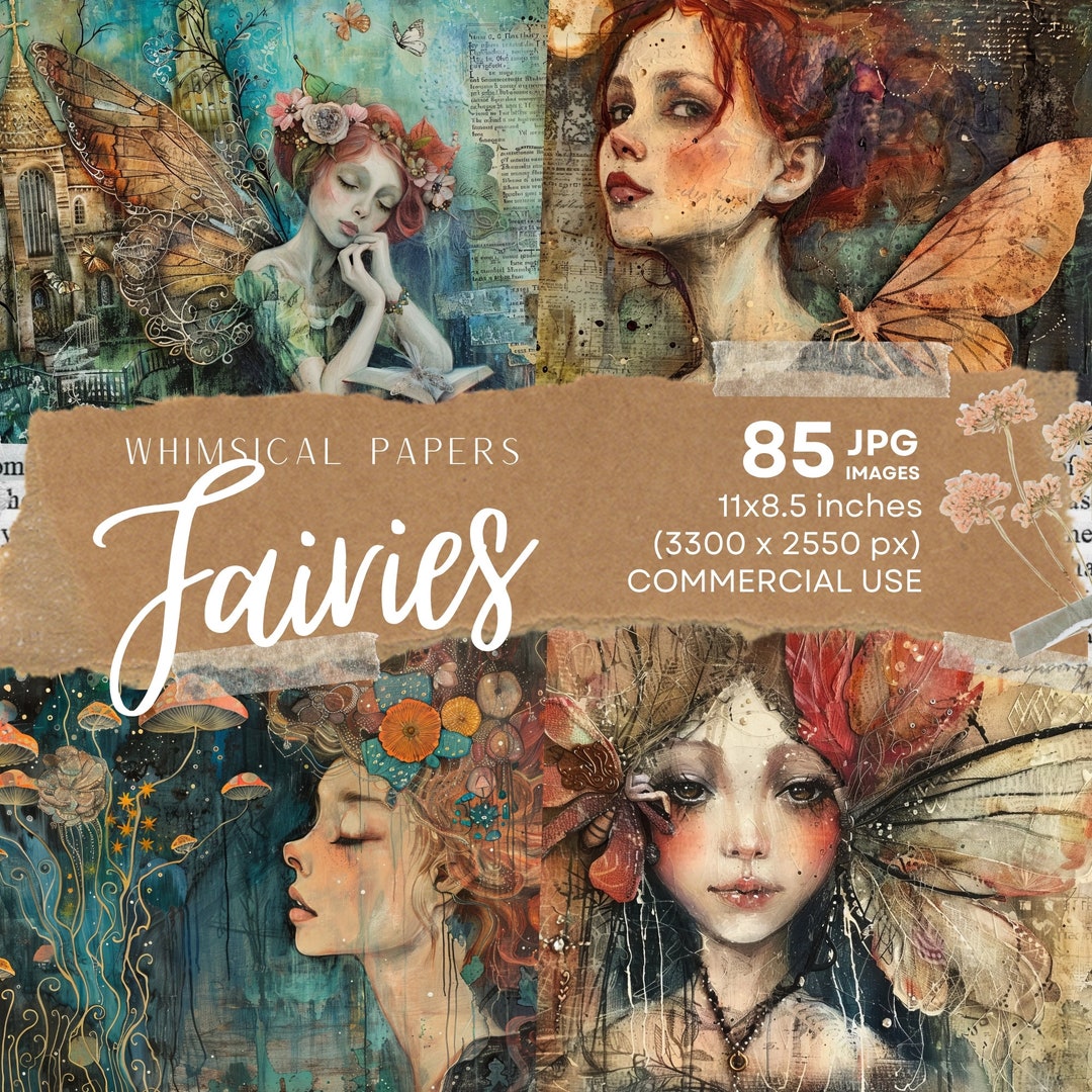 Whimscal Fairies Junk Journal Kit, Digital Pages Vintage Fairycore ...