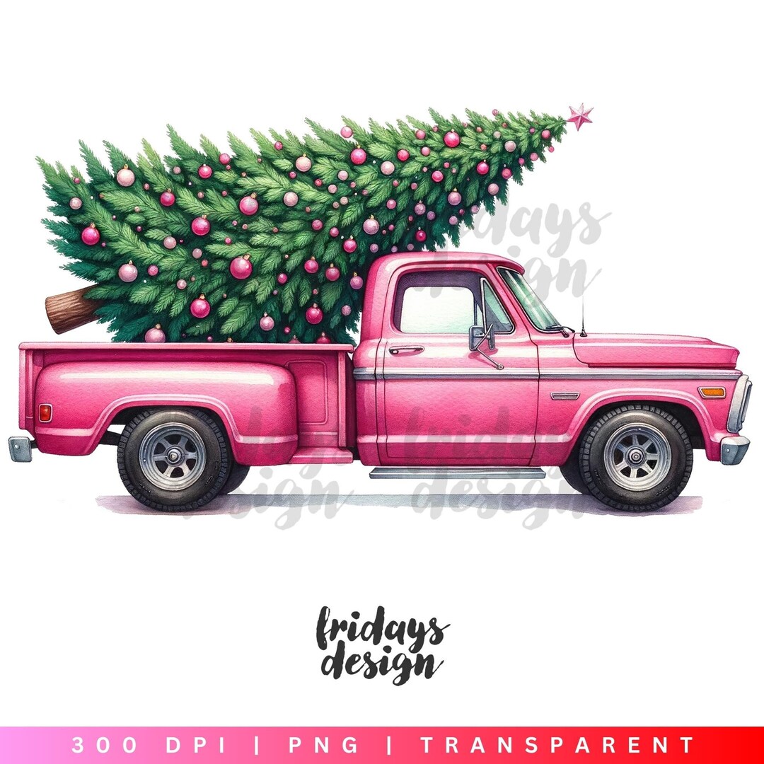 Pink Pickup Truck Christmas Tree Christmas Truck PNG - Etsy