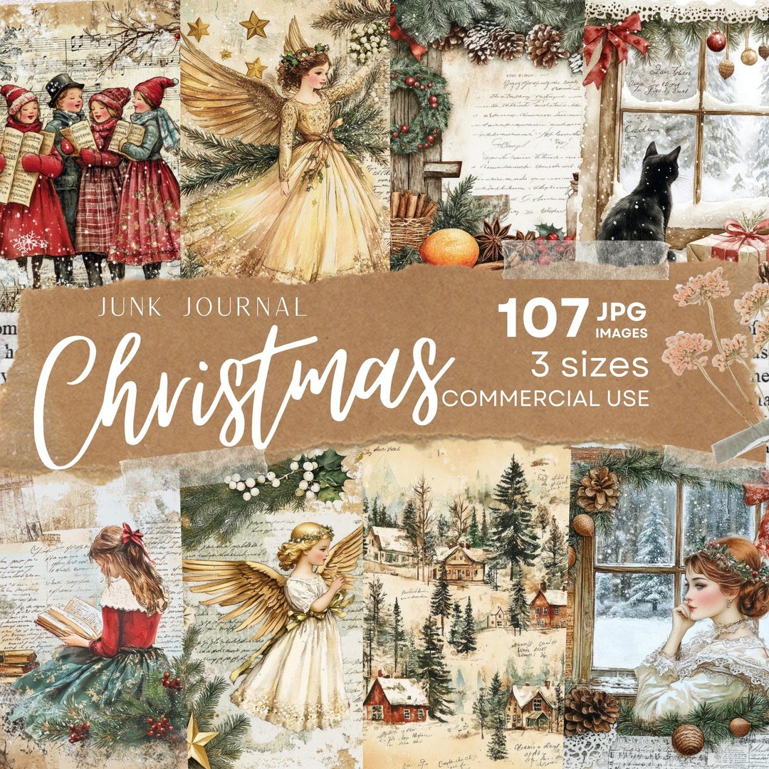 Cozy Christmas Junk Journal Pages, Christmas Holiday Printables ...