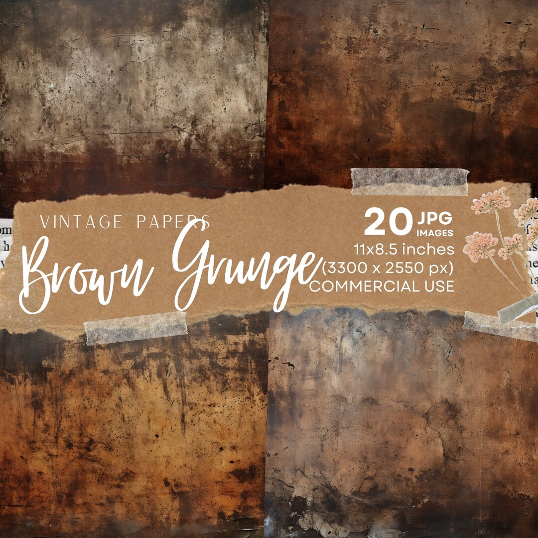 20 Vintage Brown Grunge Papers Jpg, Junk Journal, Digital Paper ...