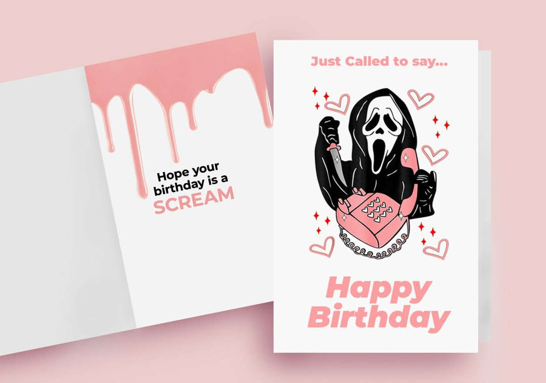 Ghost Face Birthday Card for Scream Lovers Printable Digital Product ...