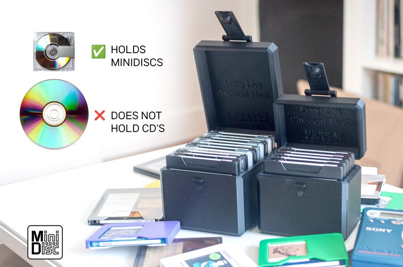 Minidisc Storage Case | Magnetic Latch | 5 or 10 Disc Holder | Handmade ...