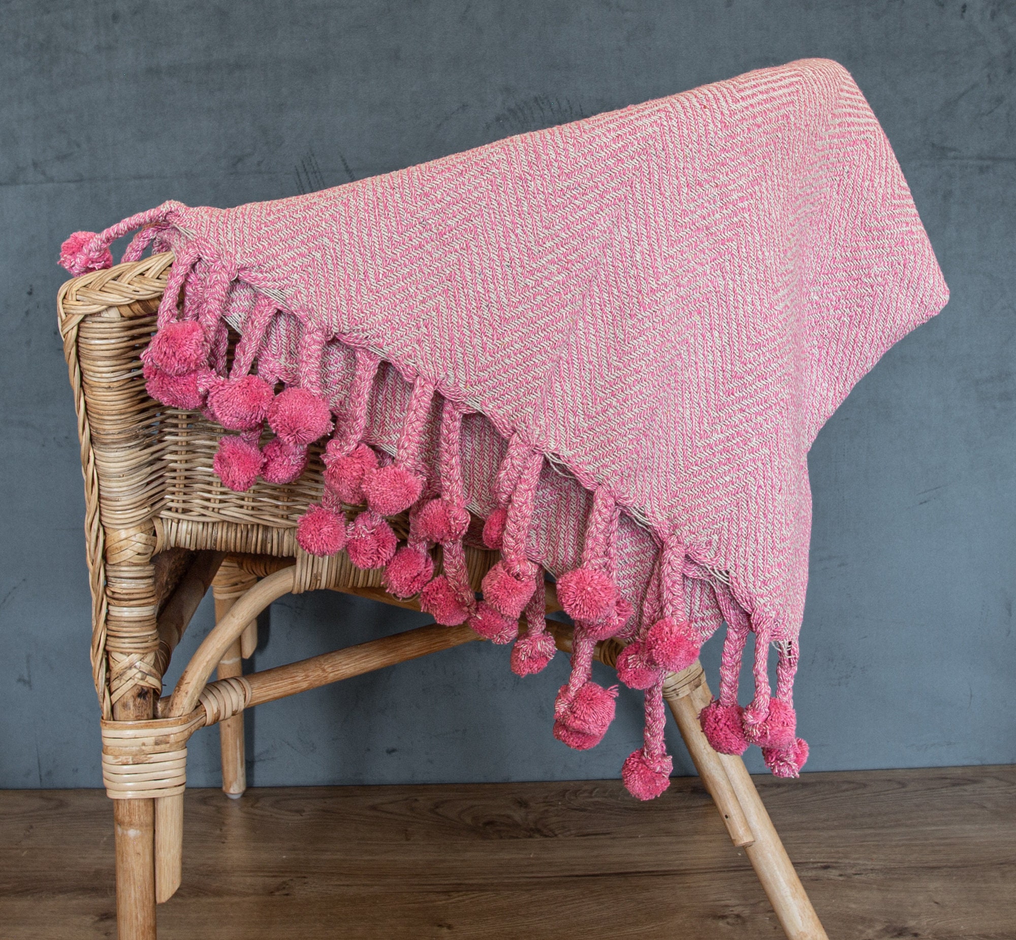 Scandi Boho Pink Throw Herringbone Blanket Throw Scandi Boho - Etsy UK