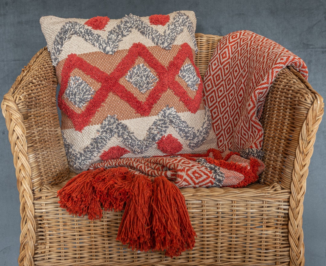 Scandi Boho Patterned Tufted Cushion Boho Cushion Bohemian - Etsy.de