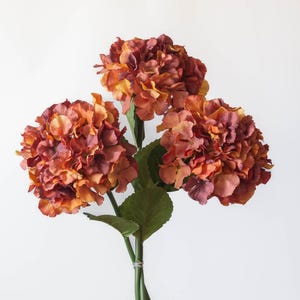 Orange Rust Artificial Hydrangea Faux Hydrangea Centrepieces DIY Floral ...