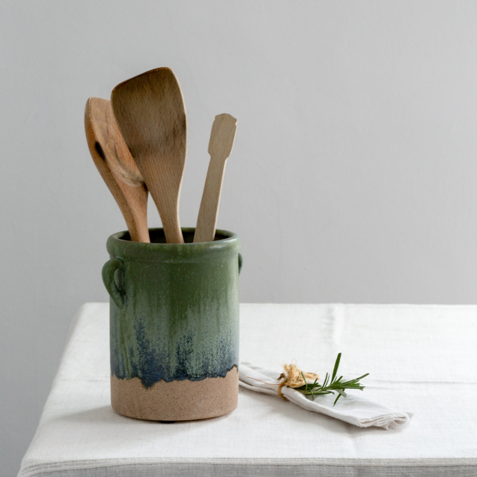 Ceramic Dipped Utensil Jar Kitchen Utensil Holder Jar With Handles ...