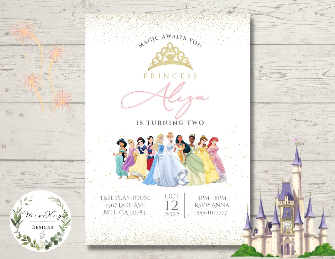 Princess Party Invitation, Princess Birthday, Girl's Birthday, Digital ...