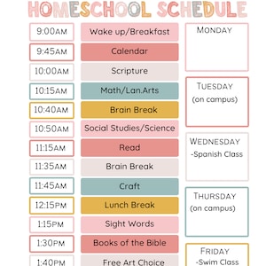 Editable Homeschool Schedule Template, Printable, Editable ...