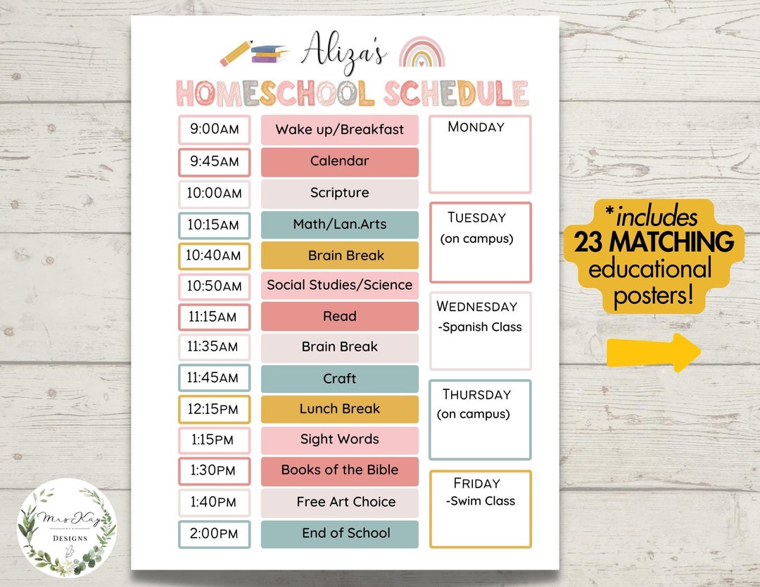 Editable Homeschool Schedule Template, Printable, Editable ...