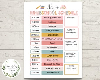 Daily Rhythm, Homeschool Schedule and Weekly Organizer Customizable or ...