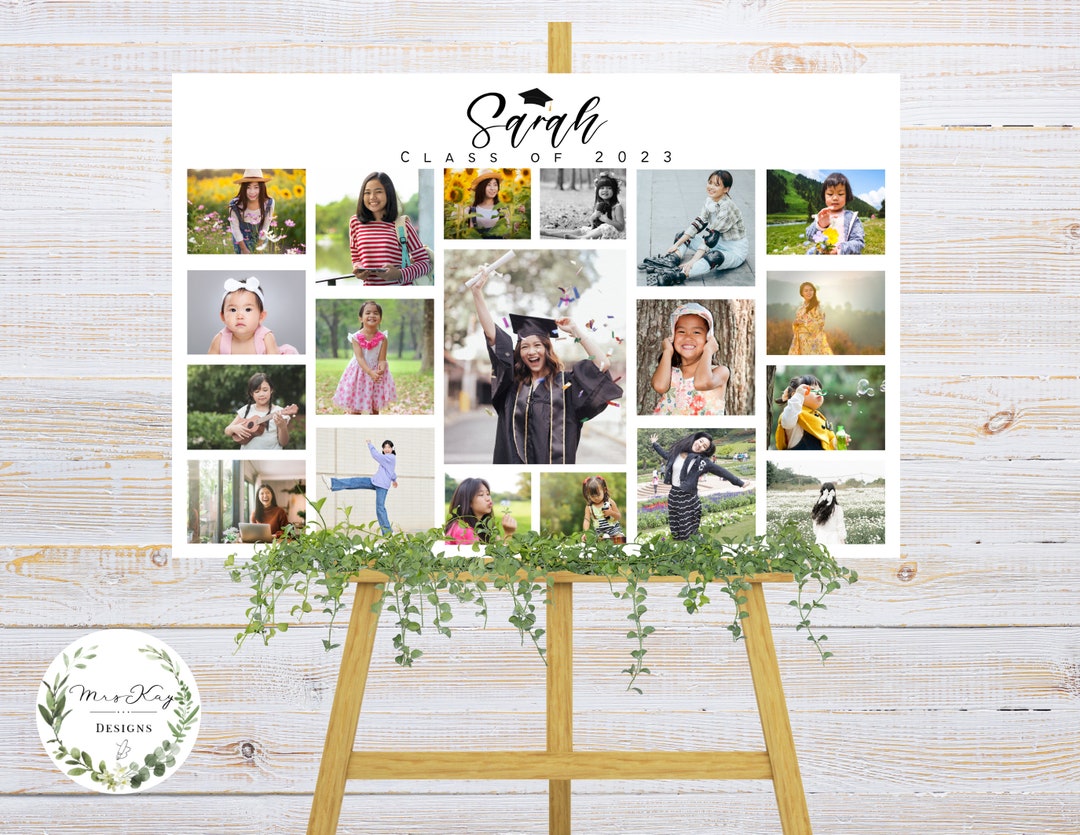 Graduation Party Sign, Photo Collage, Pictures, Editable Template, Grad ...