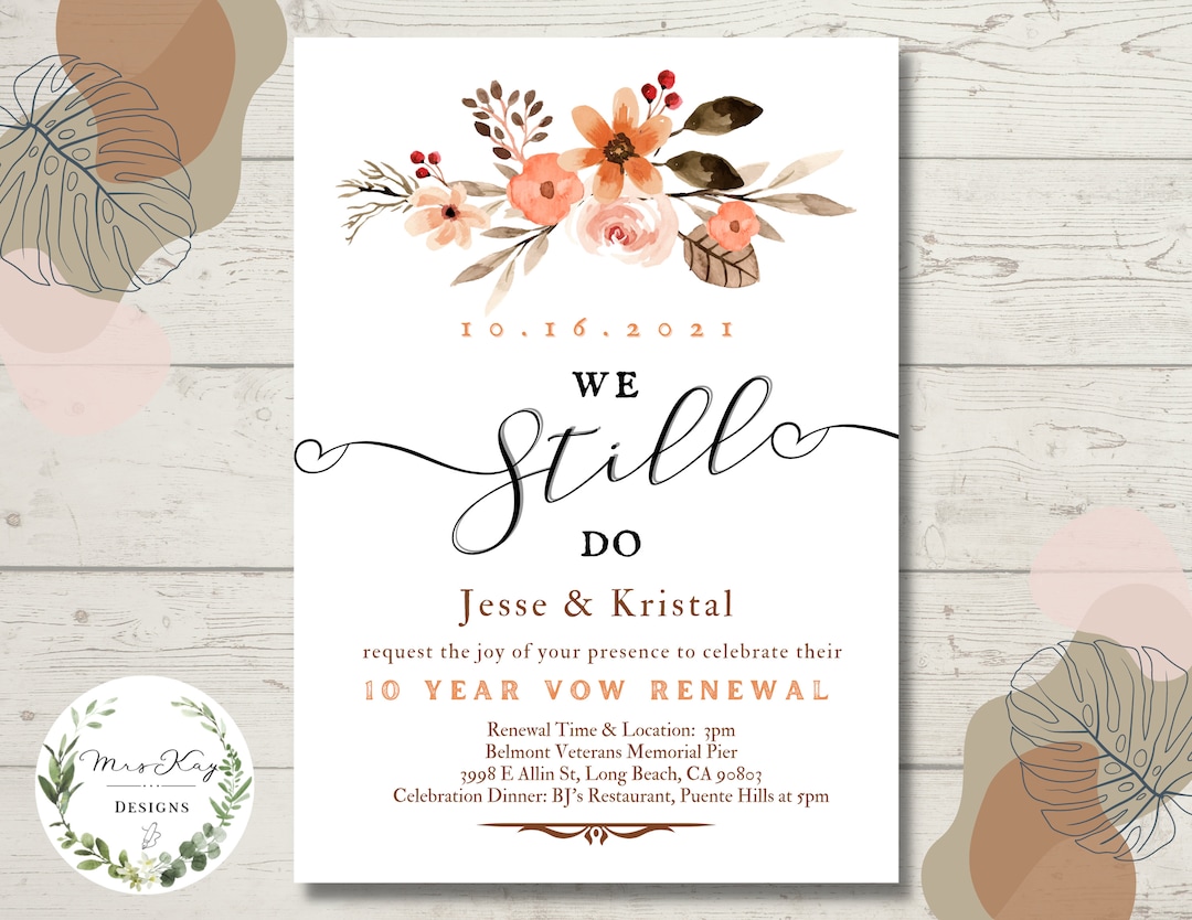 Vowel Renewal Invitation, Digital Invite, Evite, Floral, Rustic - Etsy