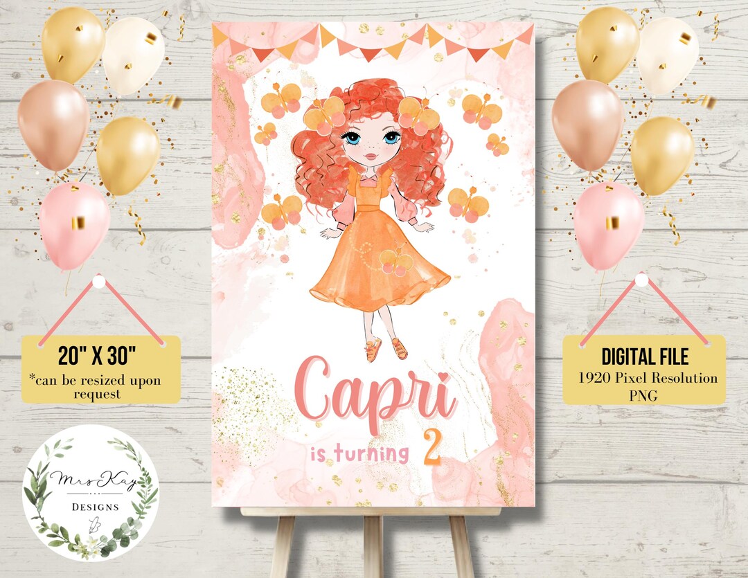 Welcome Birthday Sign, Emma Memma, Digital, Editable, Printable, Girl ...