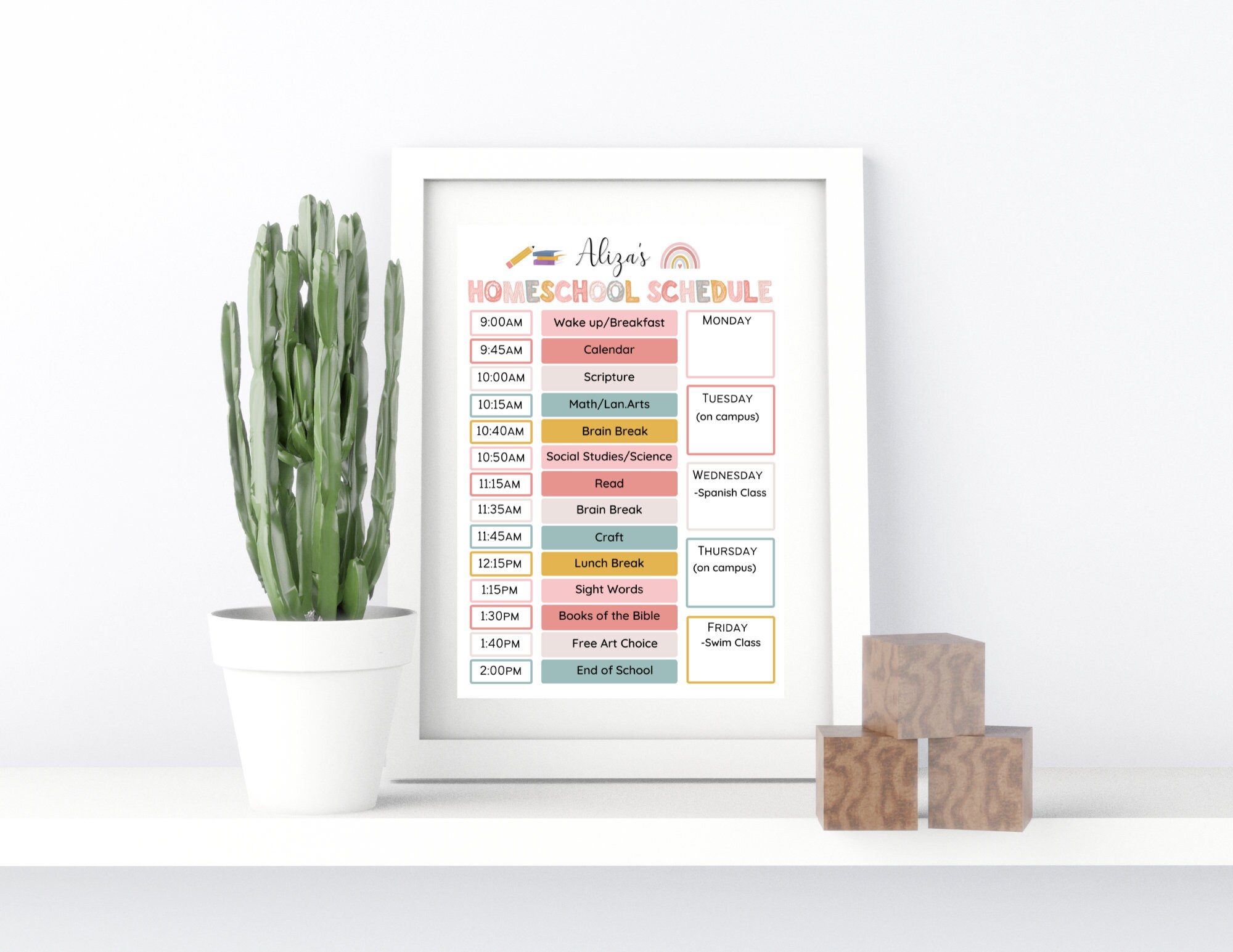 Editable Homeschool Schedule Template, Printable, Editable ...