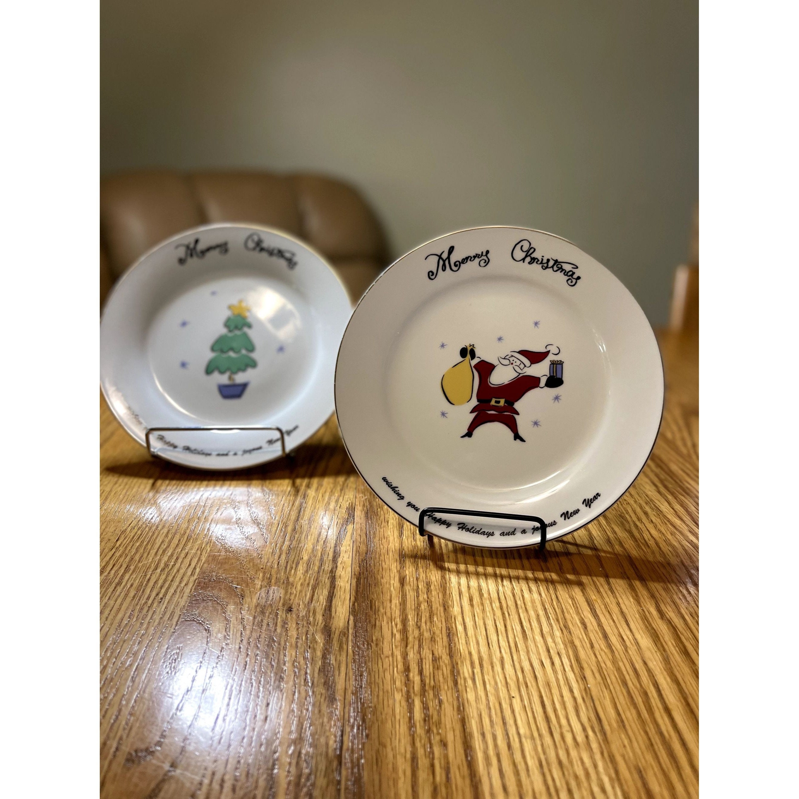 Merry Brite Christmas Dishes 2 Pc Dessert Plates 2001christmas Tree ...
