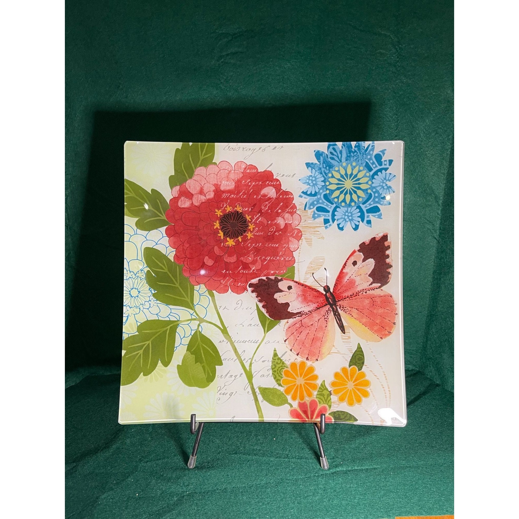 Vintage Jennifer Brinley Signed Art Glass Dish With Butterflies ...