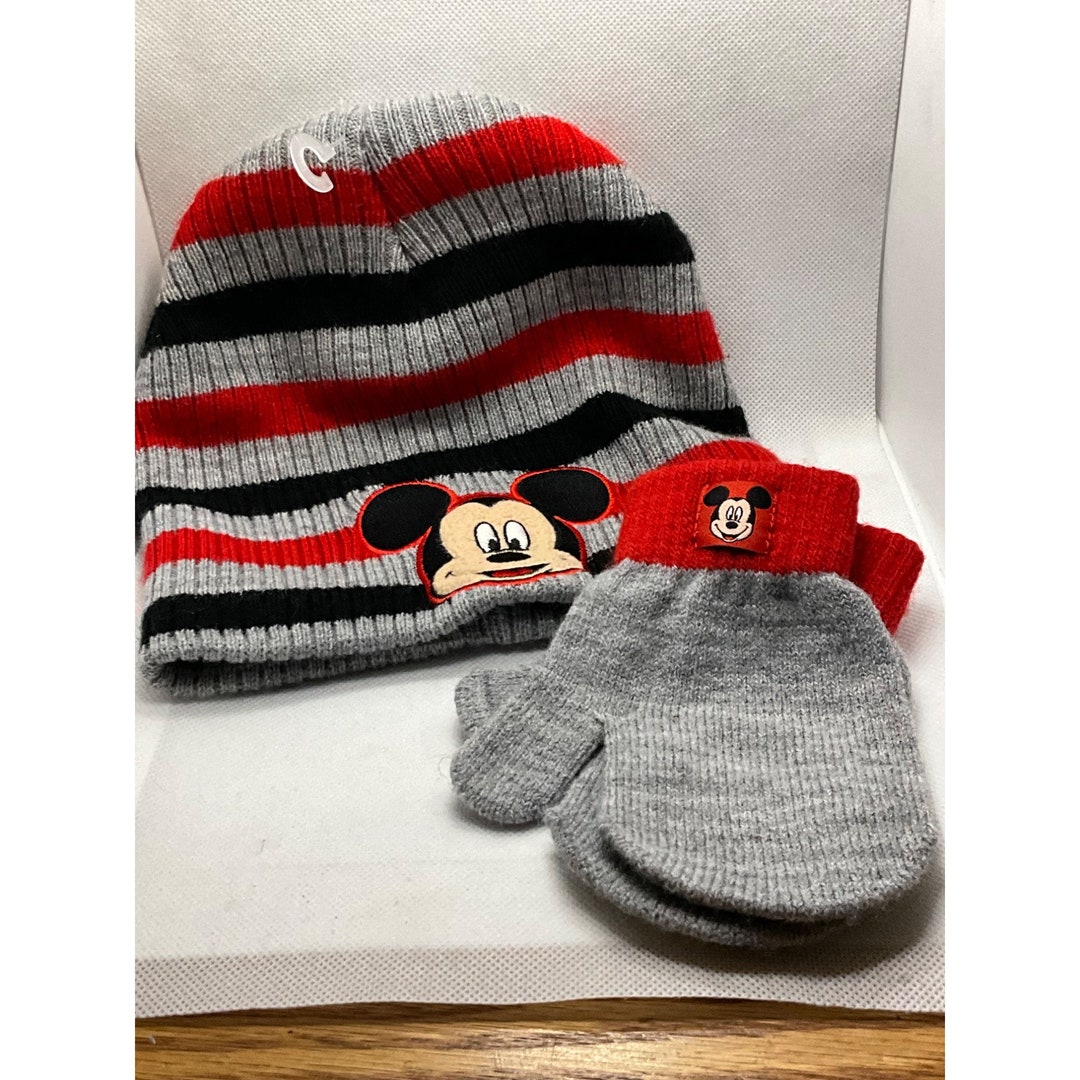 Disney Brand Mickey Mouse, Stocking Cap& Mittens Size 2T-5T - Etsy