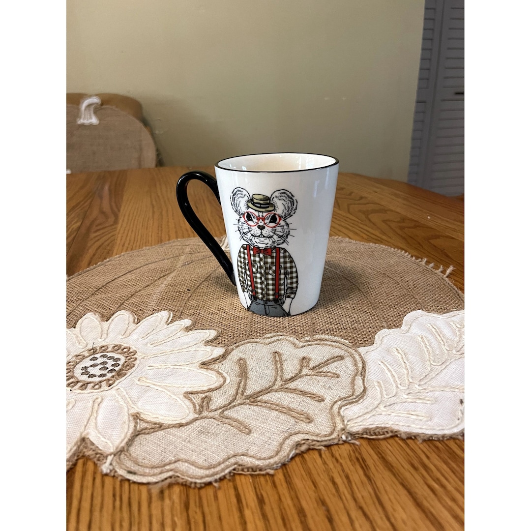 Signature Housewares Preppy Mouse Mice Mug Modern Coffee Shop Stoneware ...