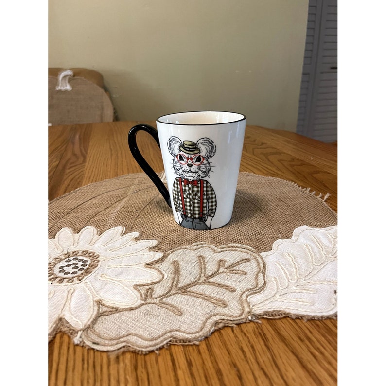 Signature Housewares Preppy Mouse Mice Mug Modern Coffee Shop Stoneware ...