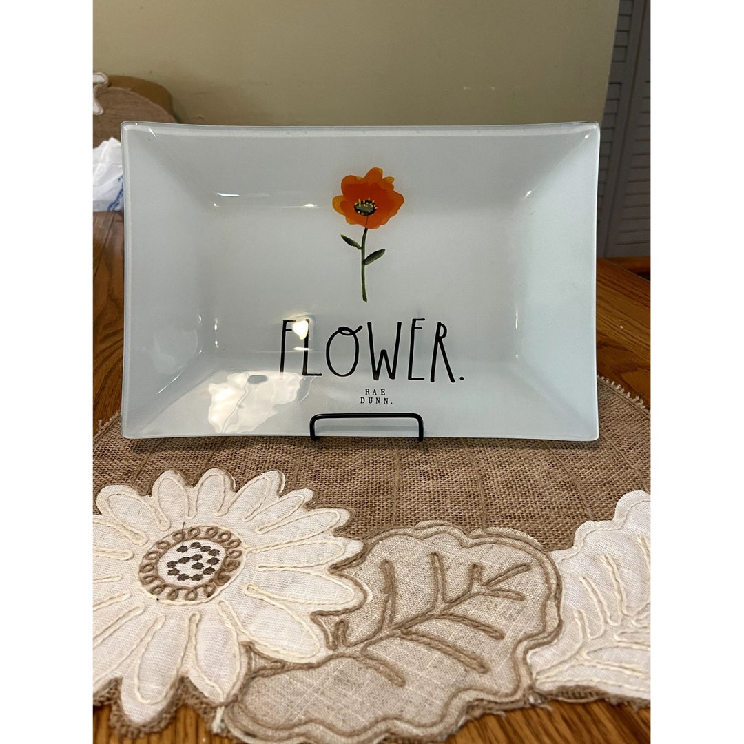 New Frosted Glass Rae Dunn Flower Tray Platter - Etsy