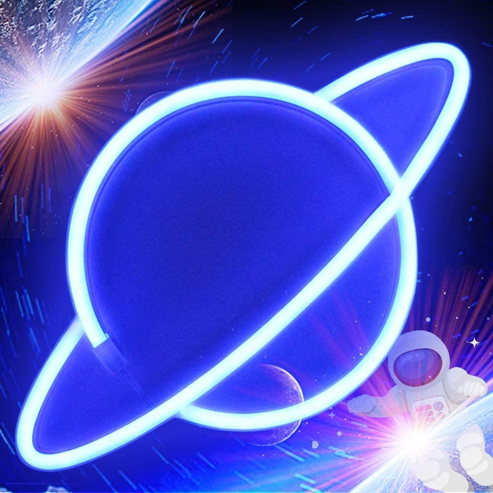 Planet Neon Light Signs LED Night Light Battery USB Planet Decor Neon ...