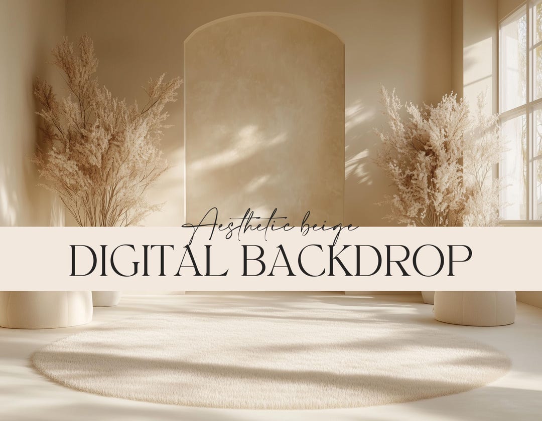 Digital Aesthetic Beige Backdrop | Modern Studio Background, Natural ...