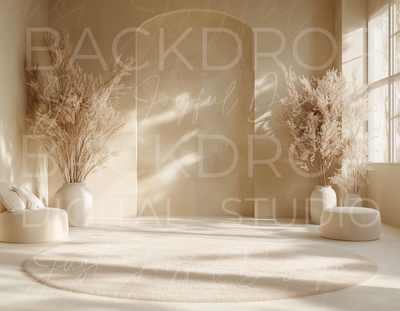 Digital Aesthetic Beige Backdrop | Modern Studio Background, Natural ...