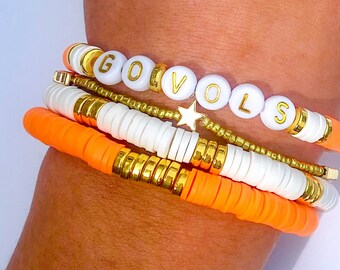 Tennessee Vols Heishi Stack Bracelets, Go Vols Heishi, University of ...