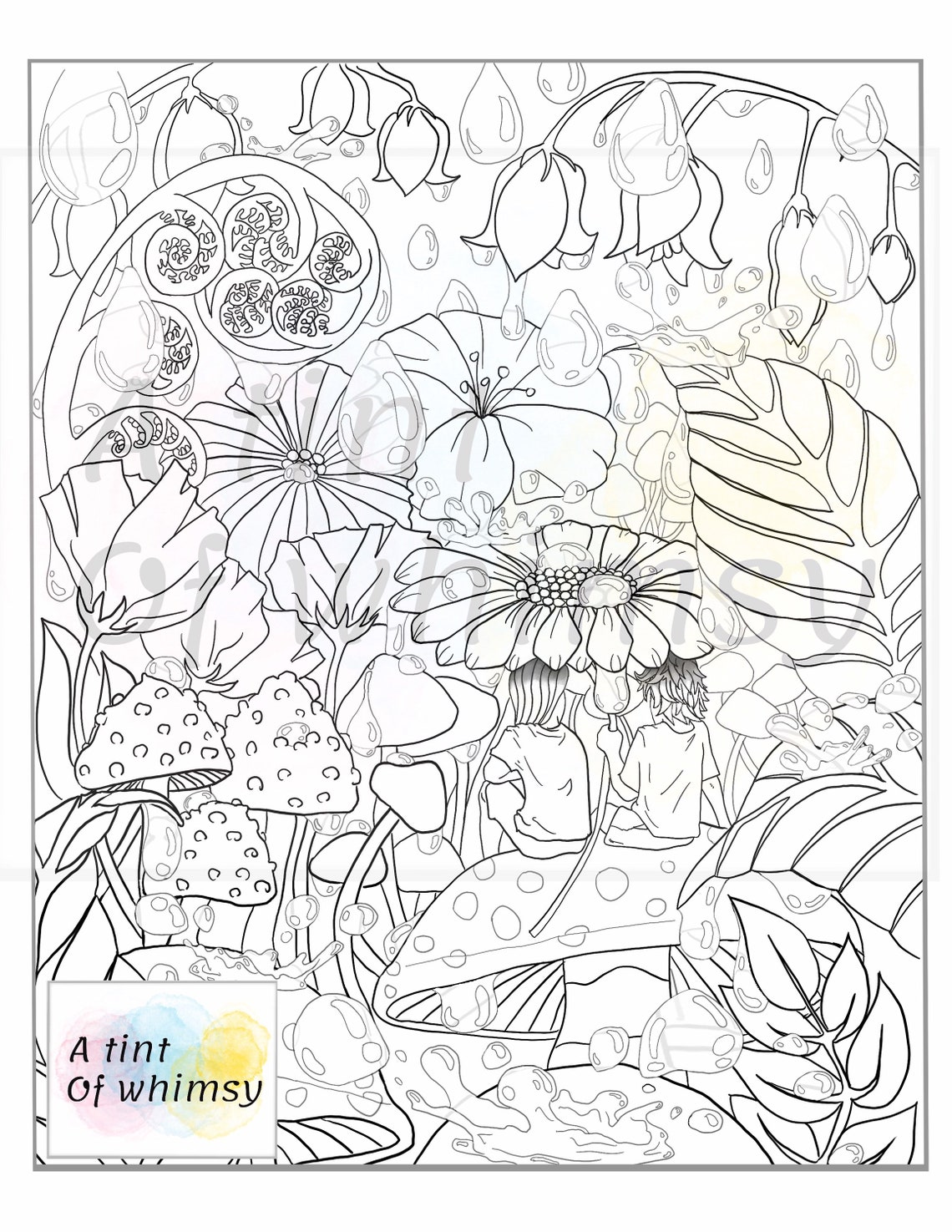 Nature Fantasy Line Art Coloring Page. Digital Download | Etsy Canada