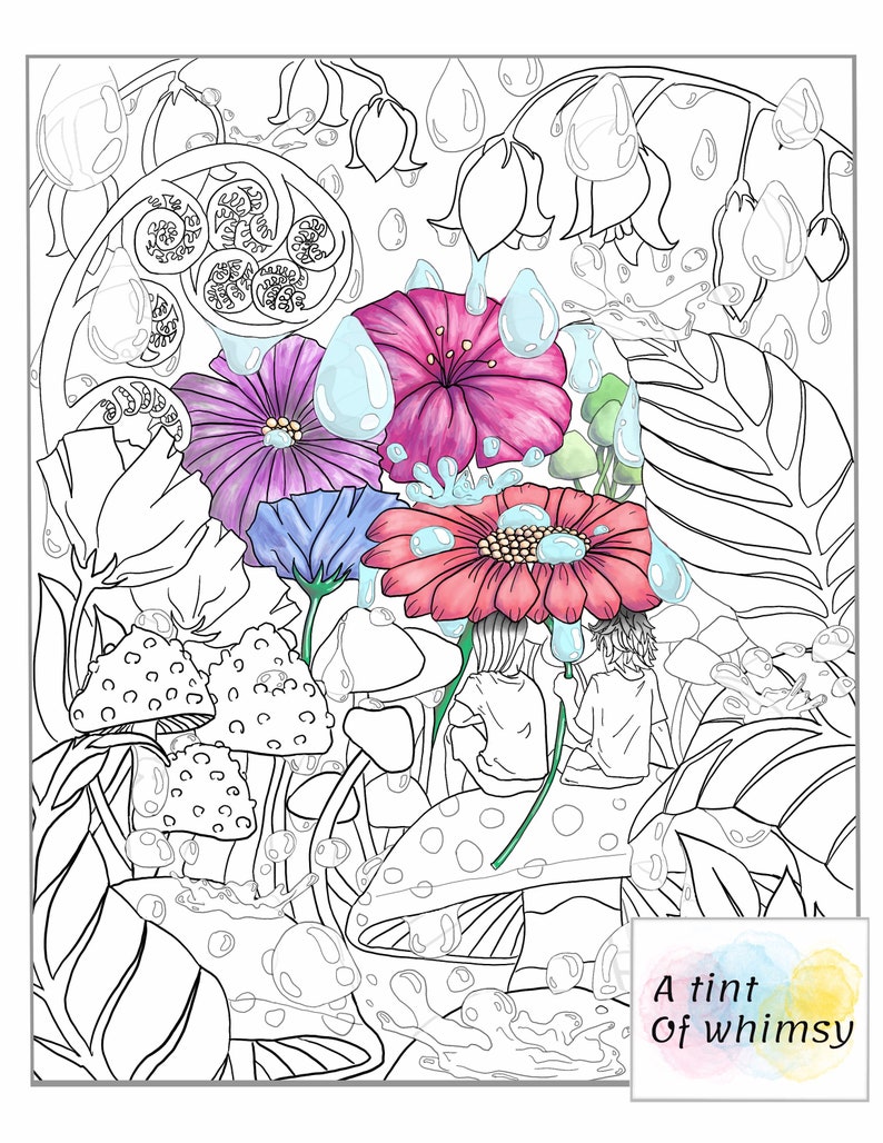 Nature Fantasy Line Art Coloring Page. Digital Download | Etsy Canada