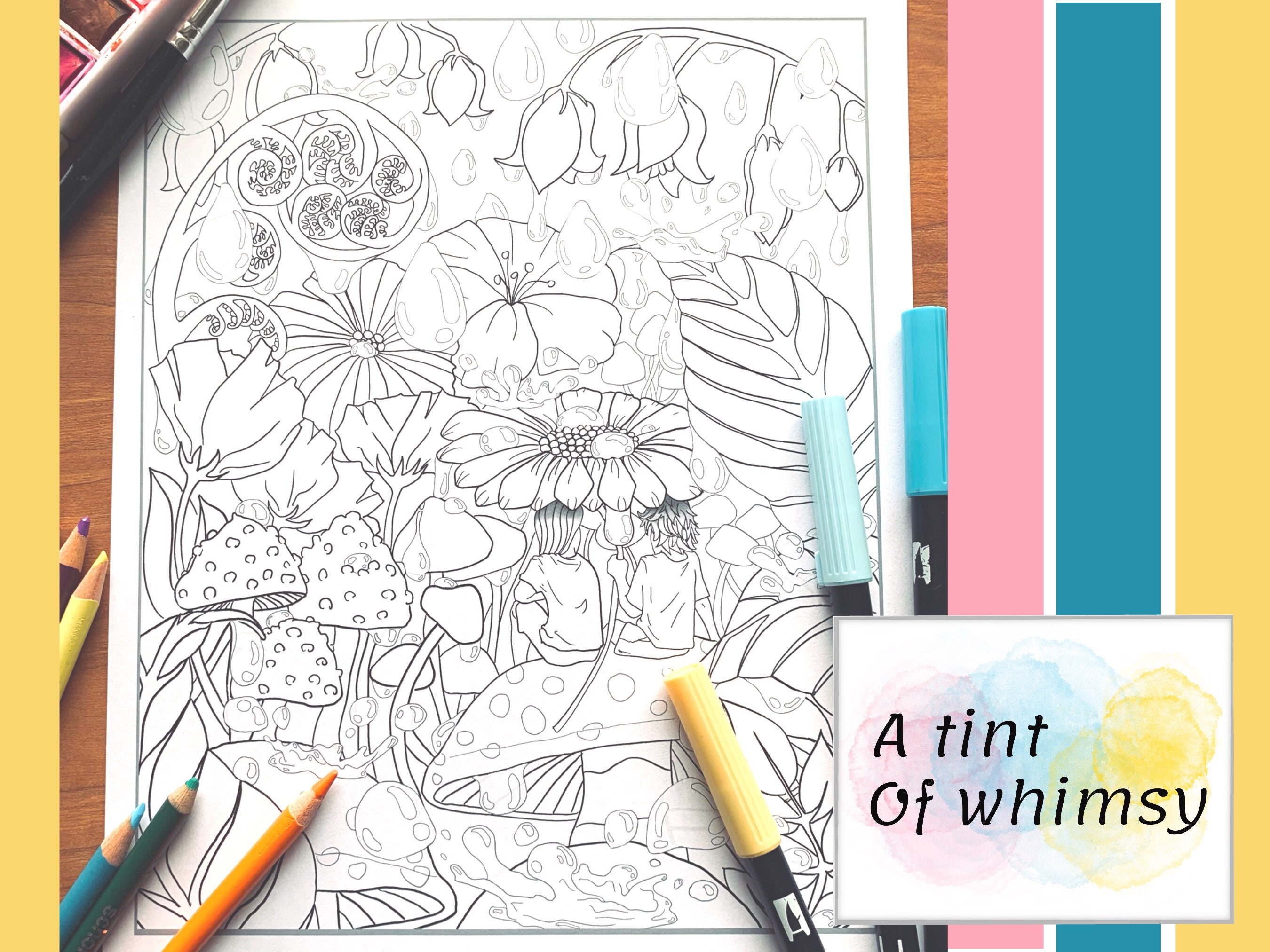 Nature Fantasy Line Art Coloring Page. Digital Download | Etsy Canada