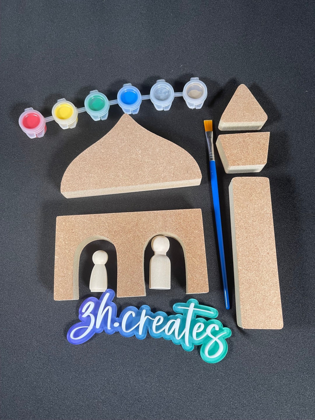 Mini Wooden Masjid/mosque Blocks 7pc Craft Kit Toys for Kids Crafts ...