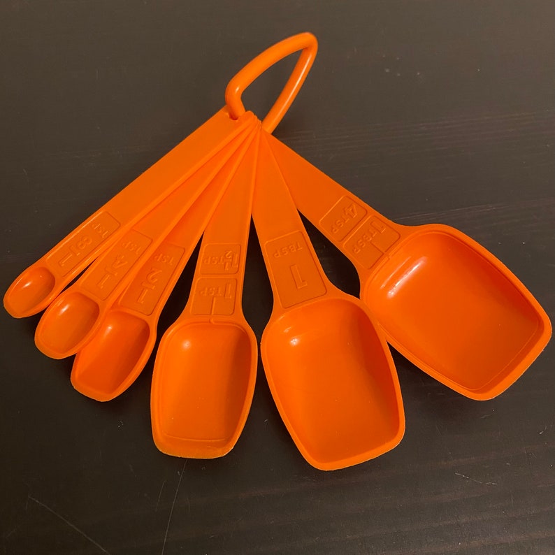 Tupperware Measuring 6 Piece Spoon Set With Ring Orange - Etsy