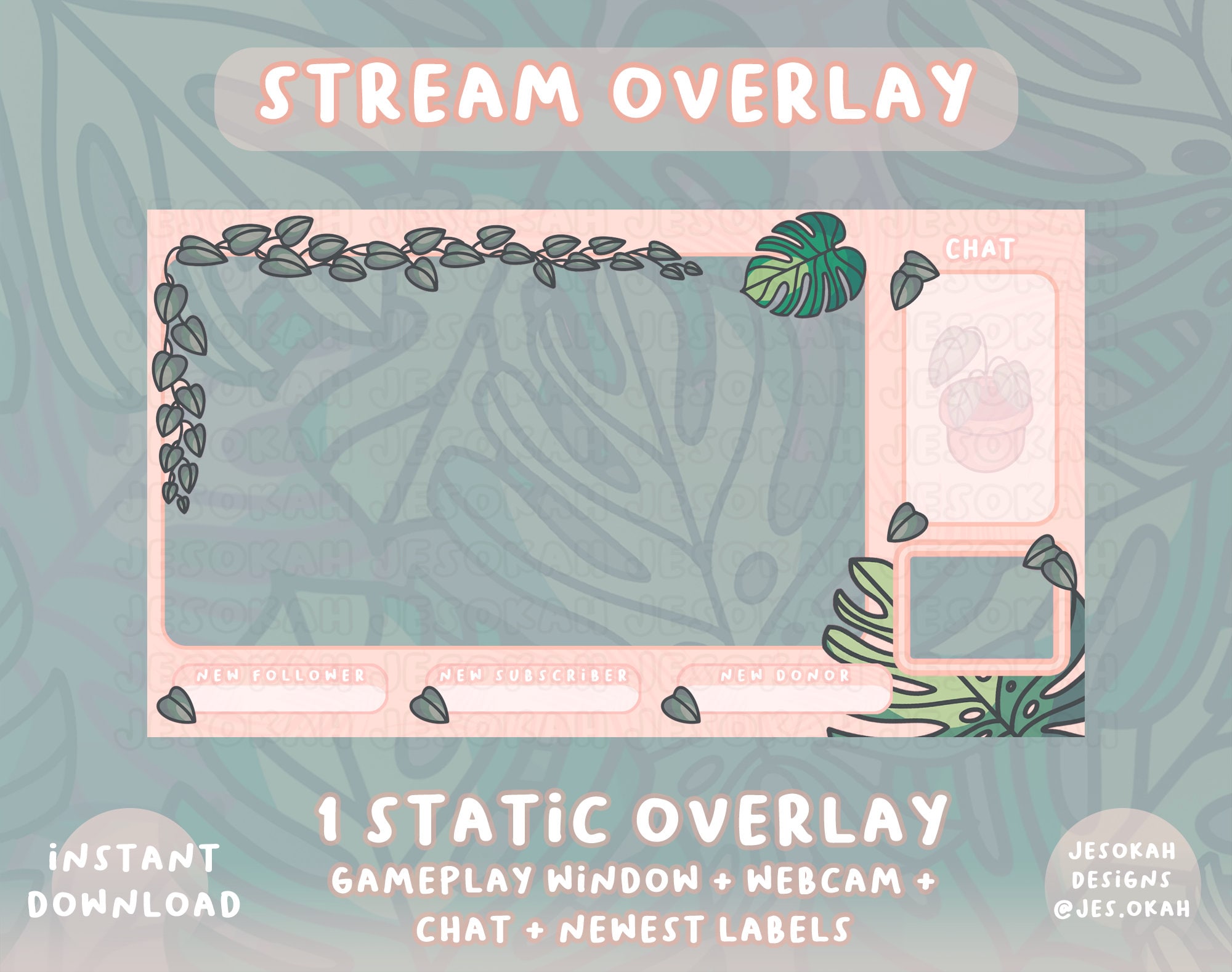 Twitch Calm Botanical Overlay · Streaming Graphics · Cottagecore ...