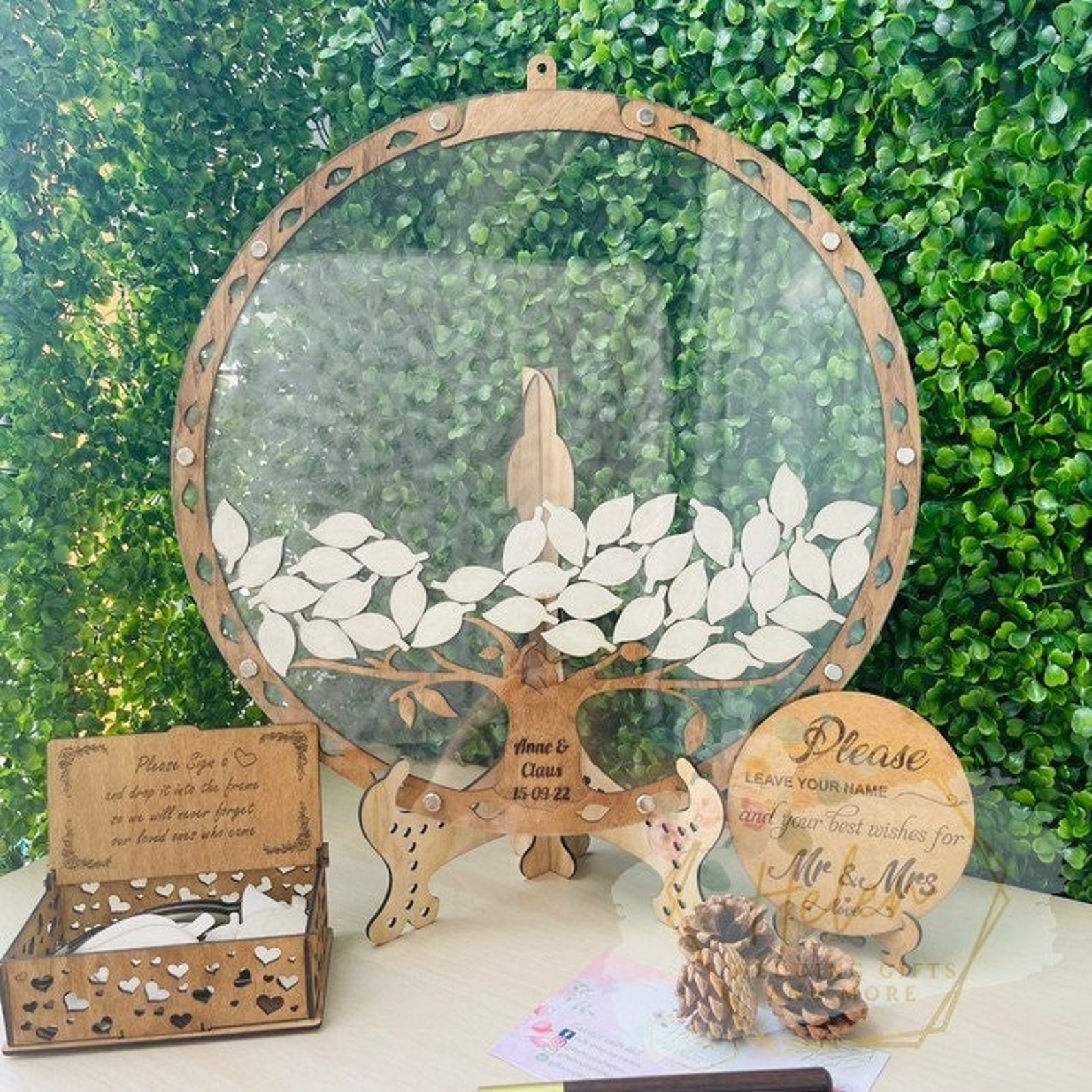TREE & LEAVES Wedding Guest Book Alternative Tree in a Circle - Etsy
